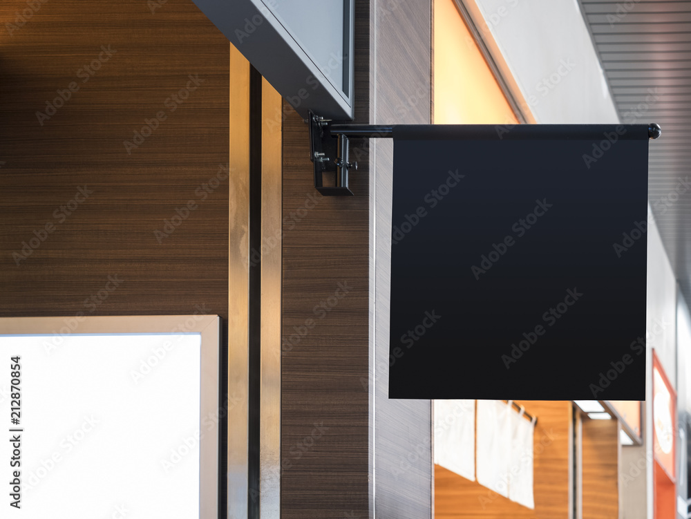 Black sign Mock up template Square signage Display front shop Retail ...