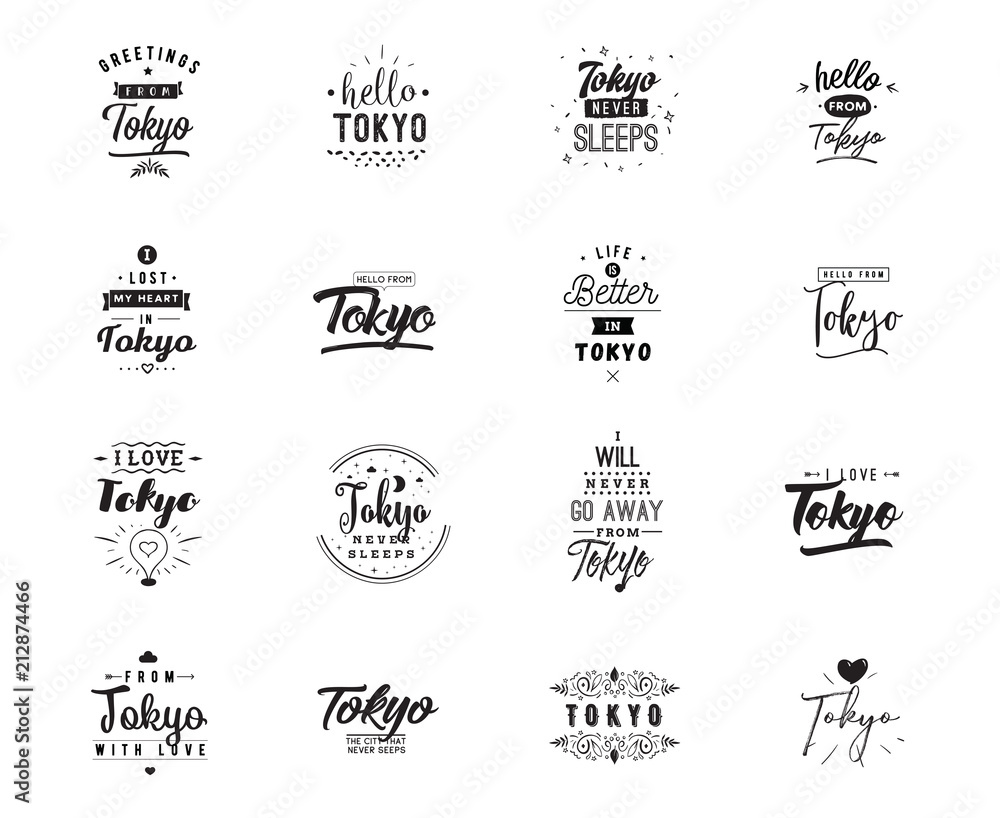 Greeting cards, vector design. Isolated logos. Typography set. Stock ...