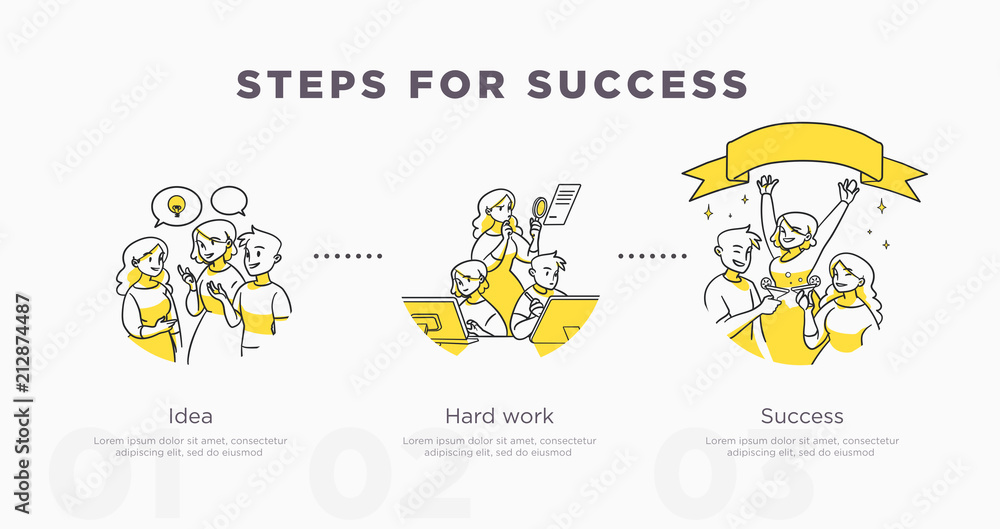 Steps for success. Teamwork and life achievements and success concept ...