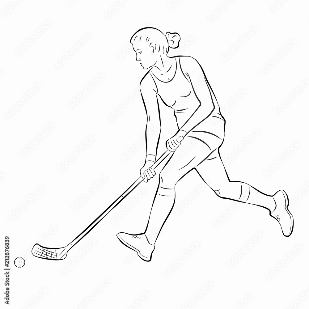 illustration of floorball player, vector draw Stock Vector | Adobe Stock