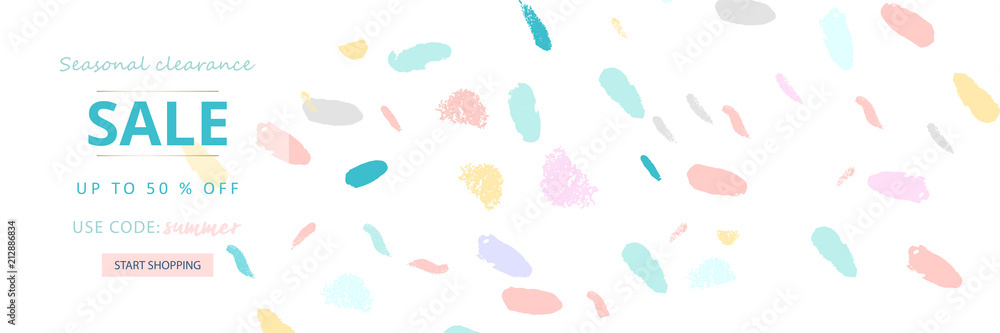 Trendy Header Design with different hand drawn shapes and textures ...