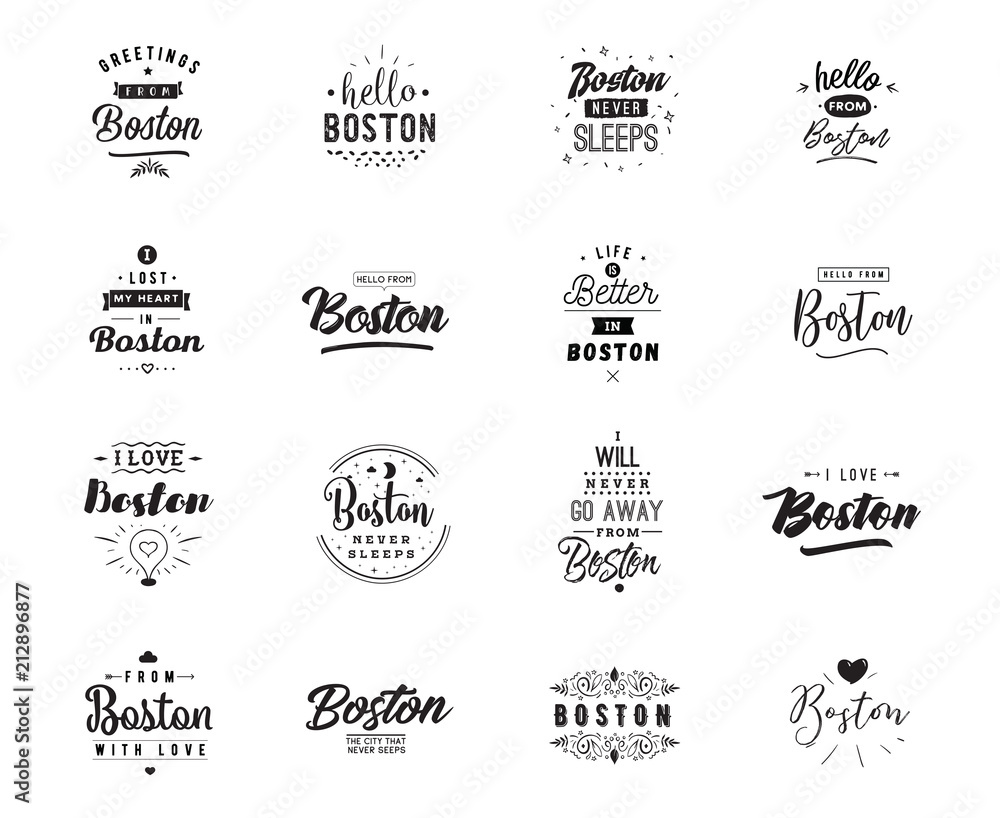 Greeting cards, vector design. Isolated logos. Typography set. Stock ...