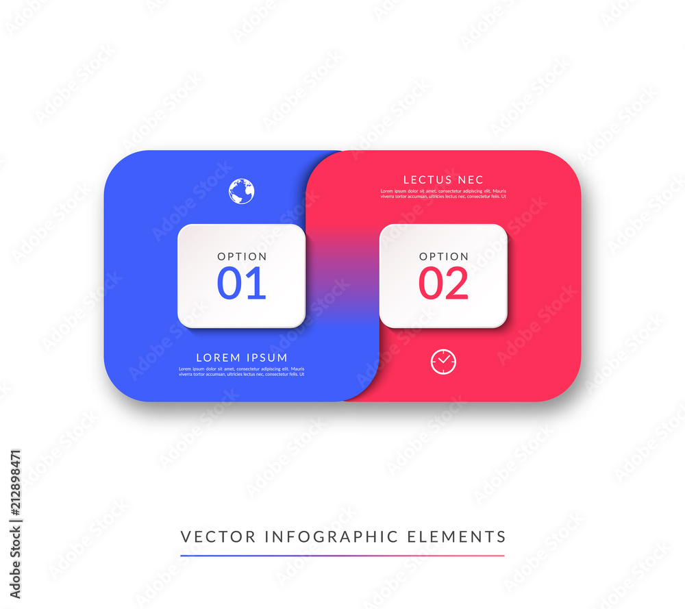 Infographic template of 2 connected parts flowing one into another ...