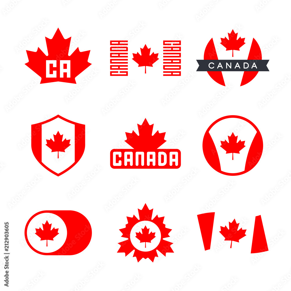 Canada flag, logo design graphics with the Canadian flag and red maple ...