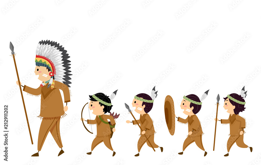 Stickman Kids Indian Boys Follow Hunt Illustration Stock Vector | Adobe ...