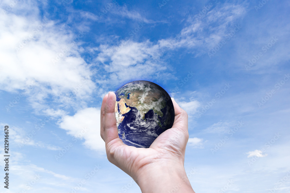 Ecological environment world in hands holding love earth and trees of ...