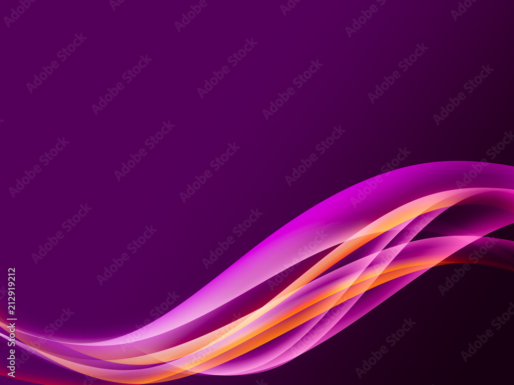 Abstract header color wave design element with purple lighting effect ...