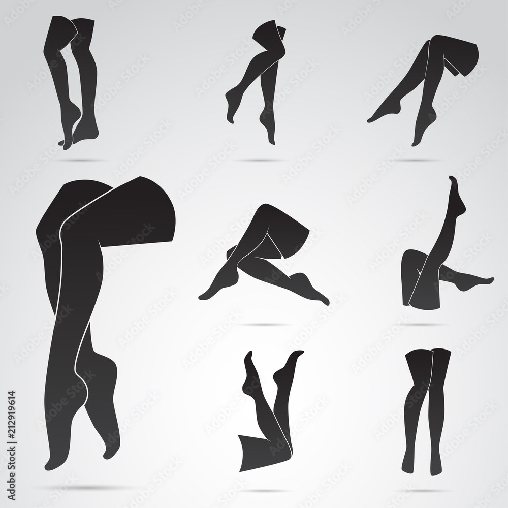 Legs of woman - vector icon set. Different poses. Stock Vector | Adobe ...