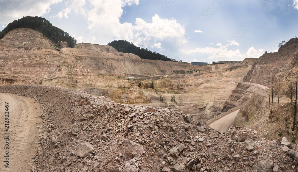 Platform mine Dug levels or platforms of an open-pit mine where several ...