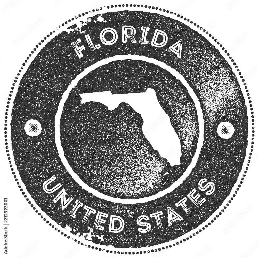 Florida map vintage stamp. Retro style handmade label, badge or element ...