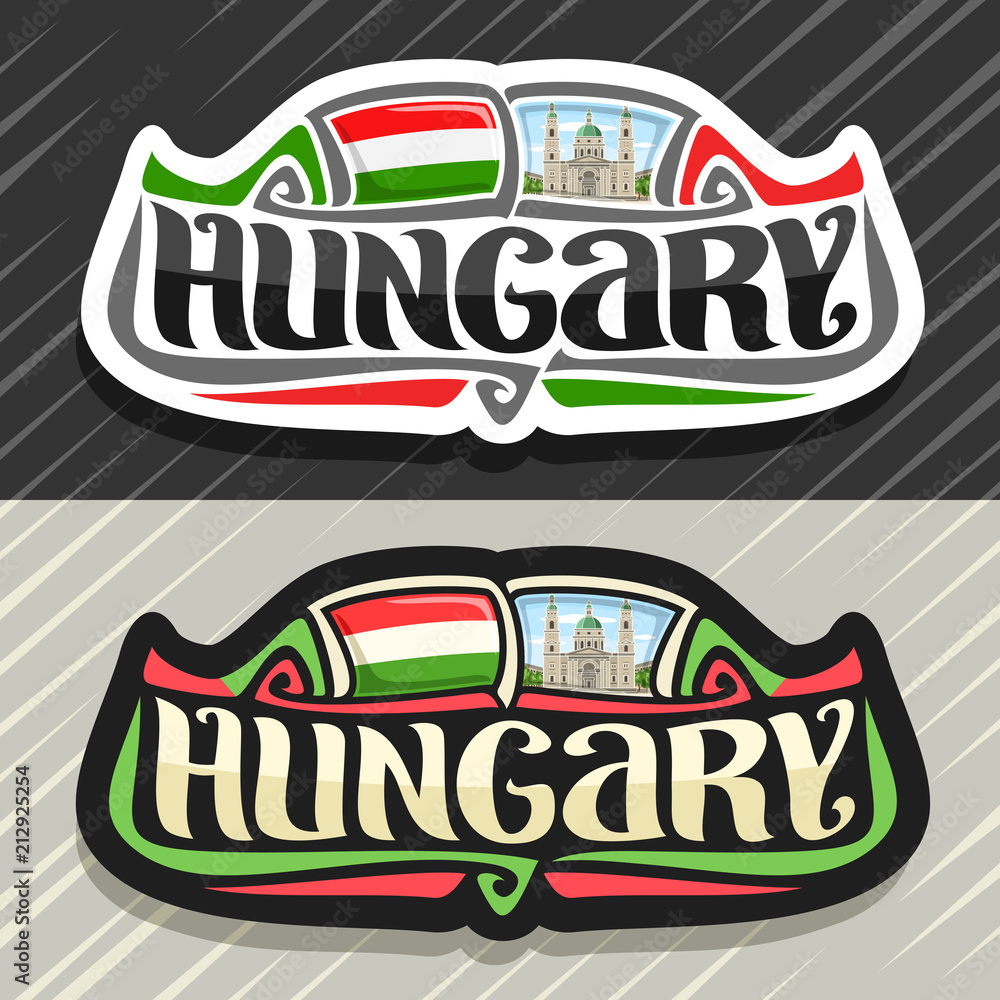 Vector logo for Hungary country, fridge magnet with hungarian flag ...