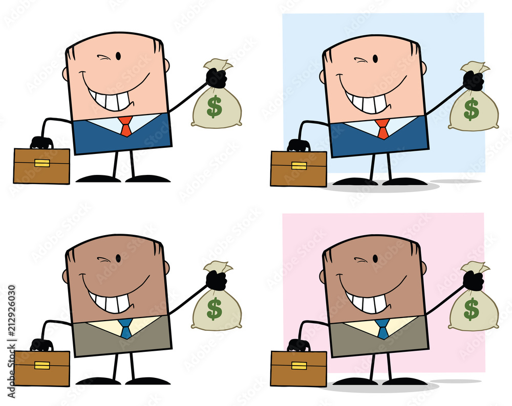 Businessman Cartoon Character Set 11. Vector Collection Isolated On ...