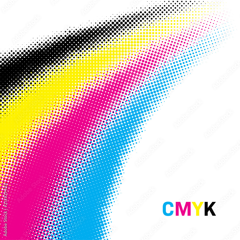 Abstract halftone background in CMYK colors. Vector illustration Stock ...