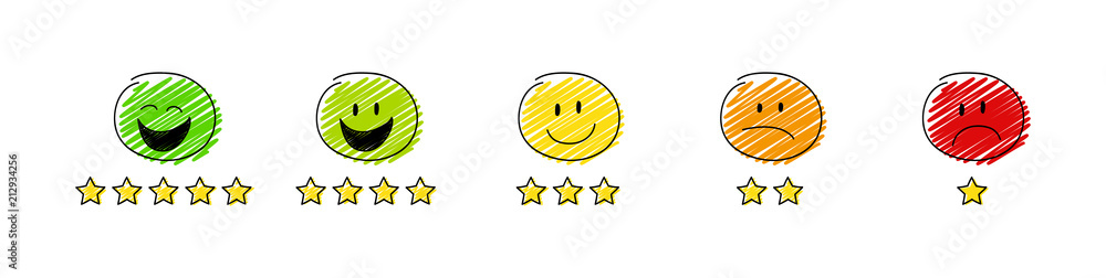Funny star rating with cartoon stickman. Collection. Vector. Stock ...