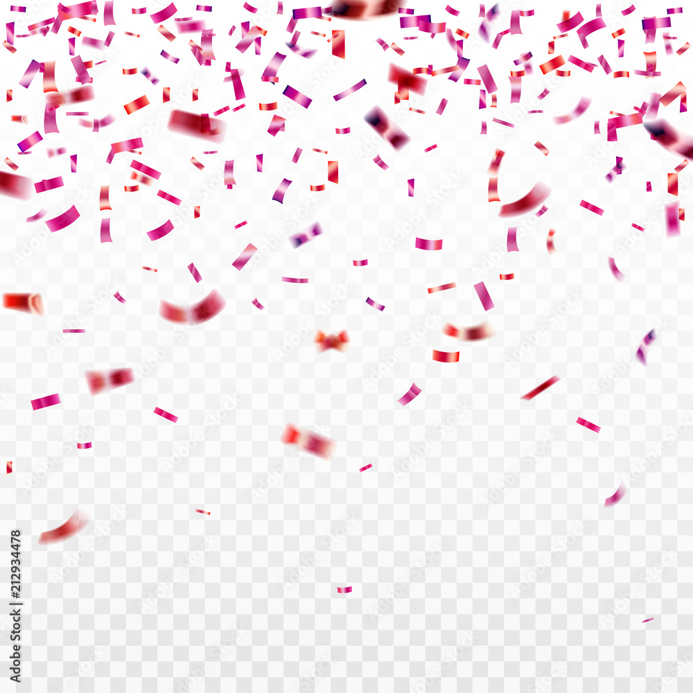 Stock vector illustration pink confetti isolated on a transparent ...