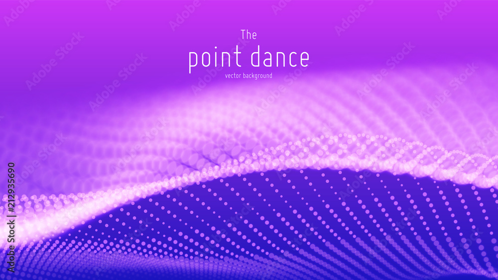 Vector abstract violet particle wave, points array, shallow depth of ...