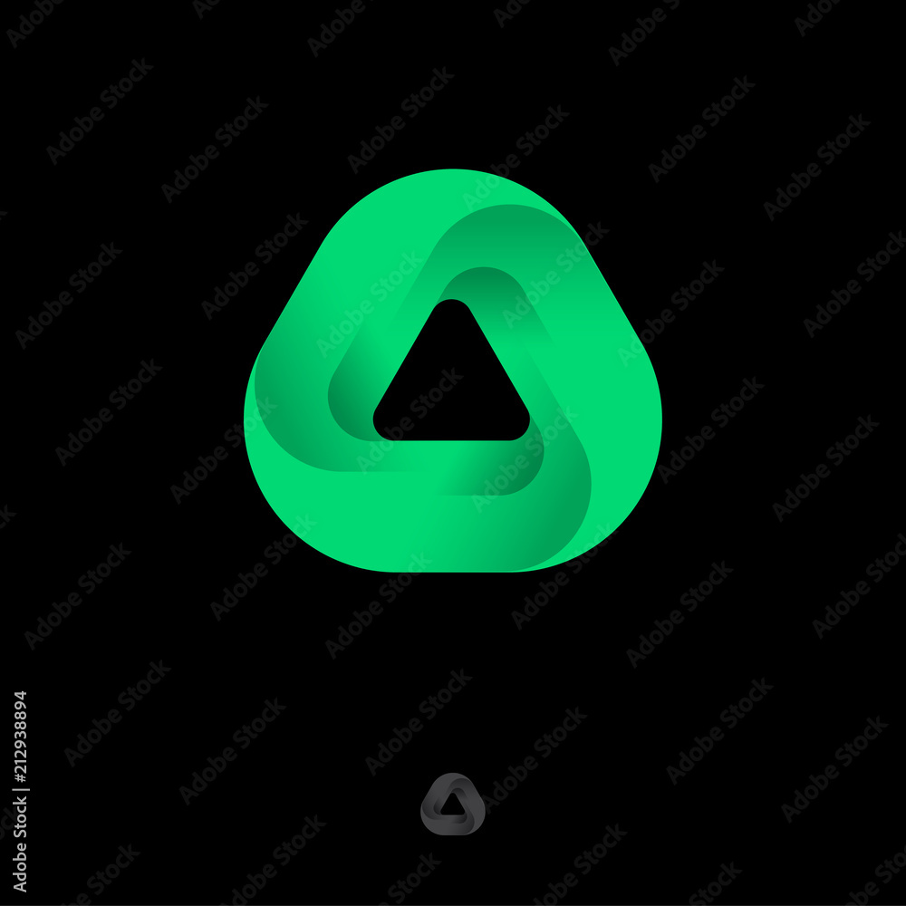 Triangle Mobius logo. UI icon. Green ribbon origami logo. Medical ...