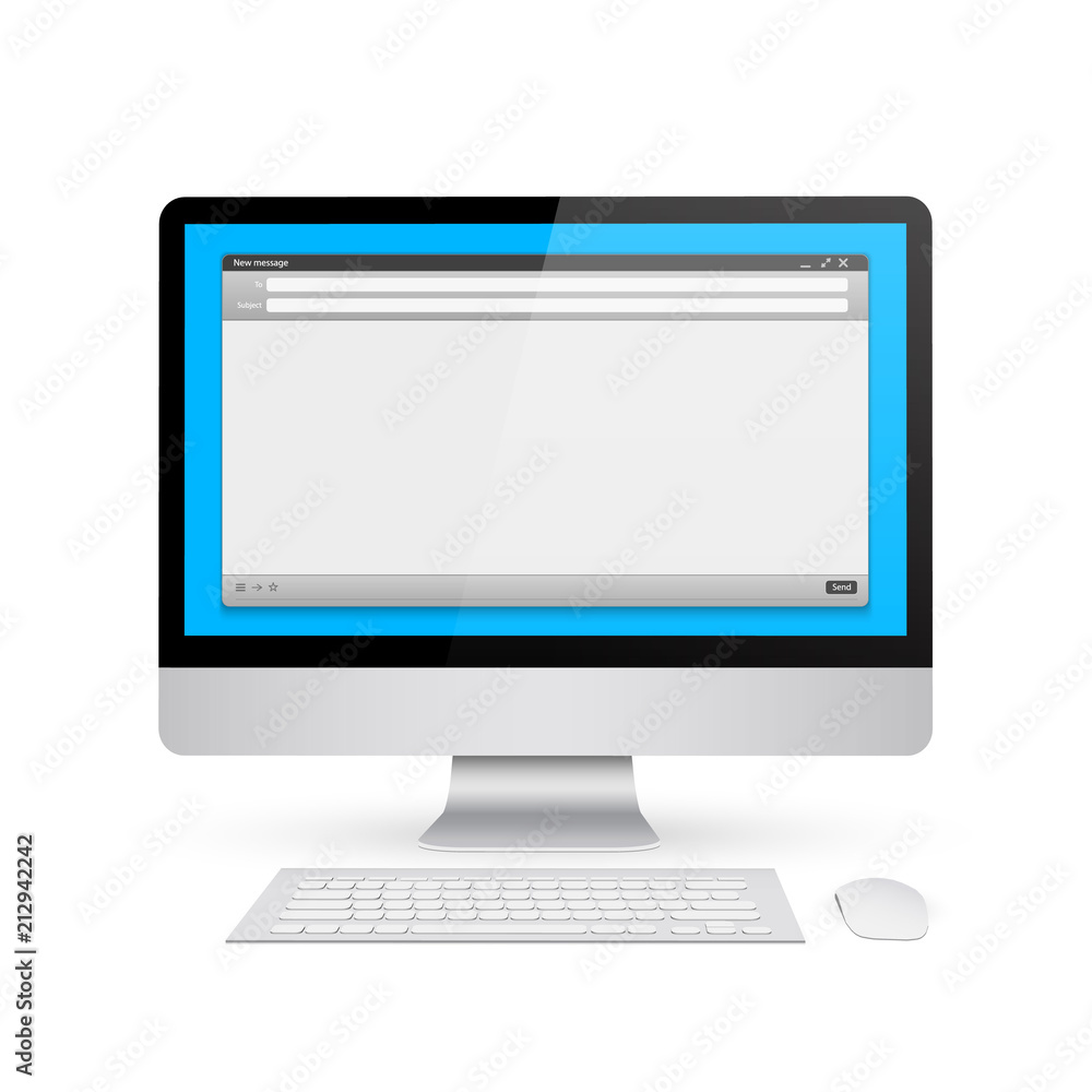 Creative vector illustration of email message interface with send form ...