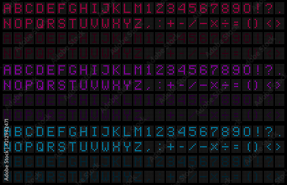 Creative vector illustration of led digital alphabet, font, electronic ...