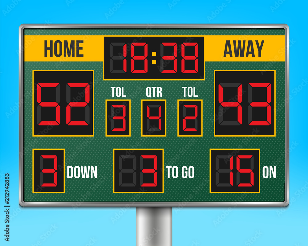 Creative vector illustration of american football scoreboard with ...