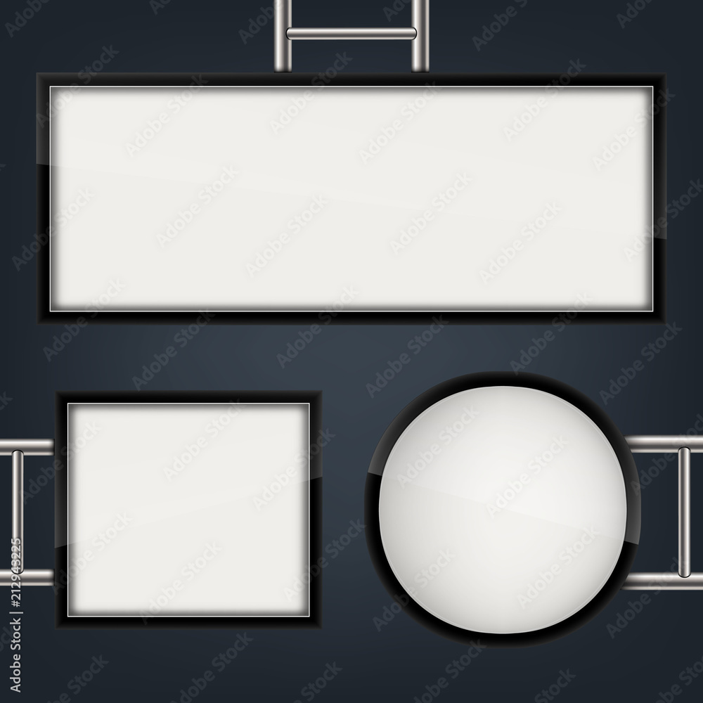 Creative vector illustration of street sign hanging mounted illuminated ...