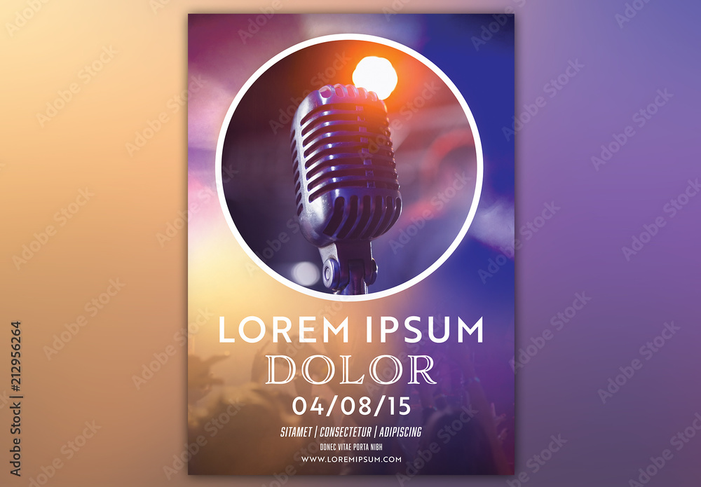 Event Poster with a Microphone Photo Stock Template | Adobe Stock