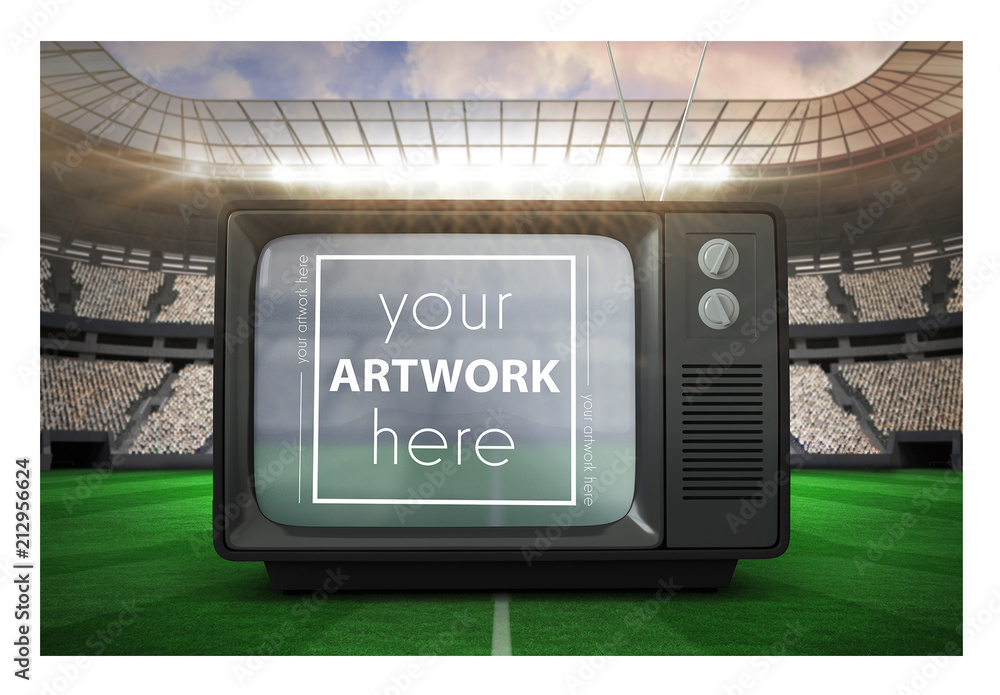 TV in a Stadium Mockup Stock Template | Adobe Stock