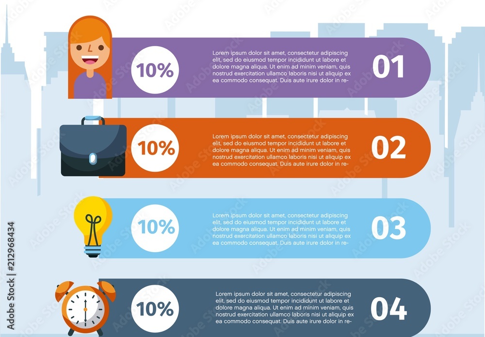 Purple Orange Blue Flat Business Elements Infographic Template Stock ...