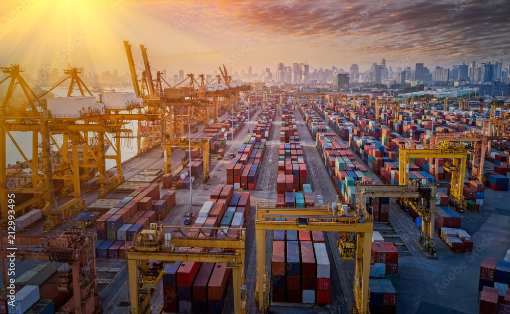 Logistics and transportation of Container Cargo ship and Cargo plane ...