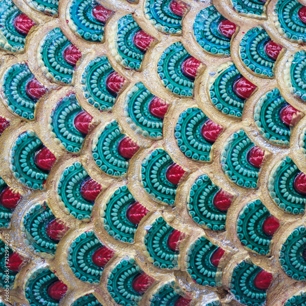 Scale dragon stone , Patterns of dragon scales on railing to the Thai ...