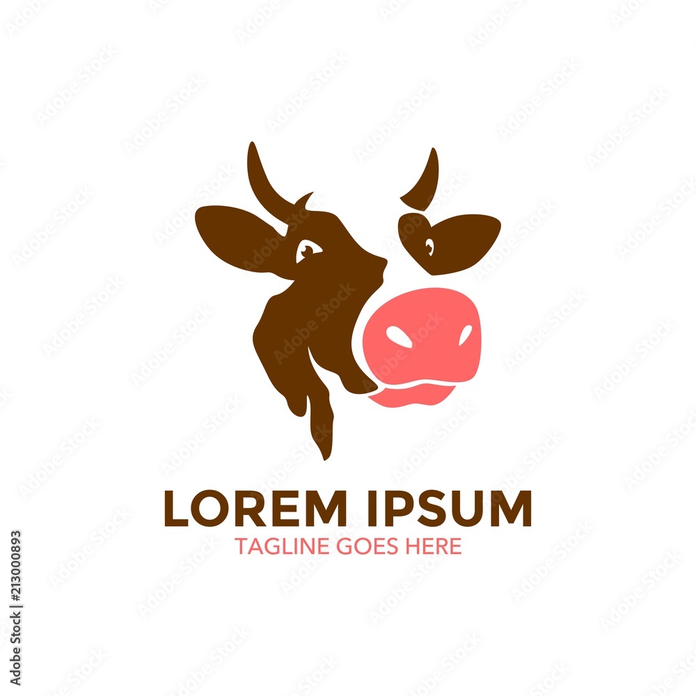 Unique cow logo template. vector. editable. cartoon. mascot. character ...