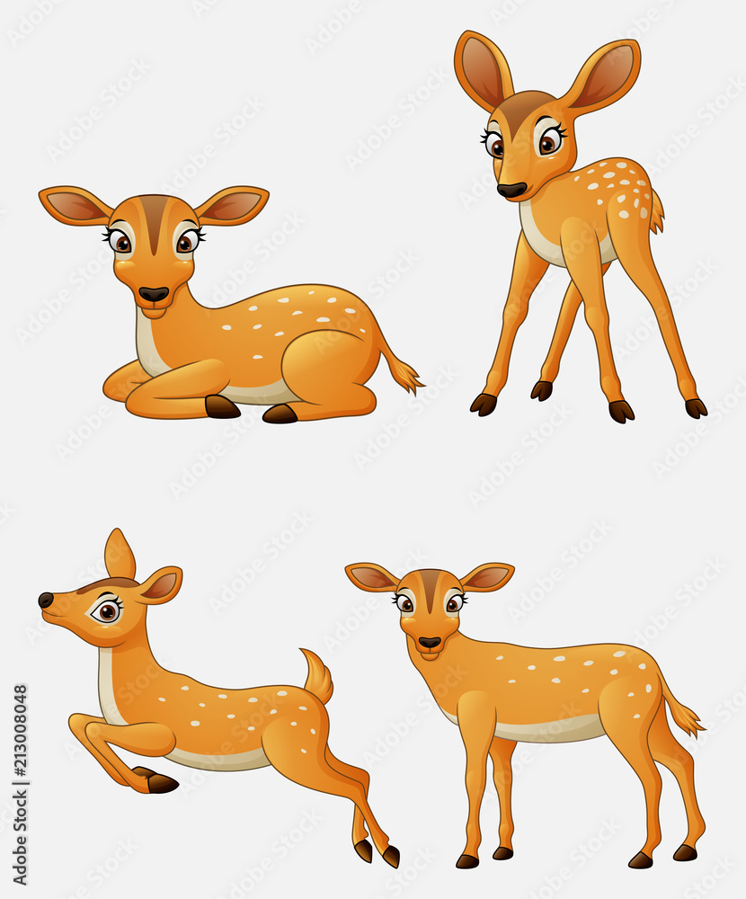 Cartoon funny deer collection set Stock Vector | Adobe Stock