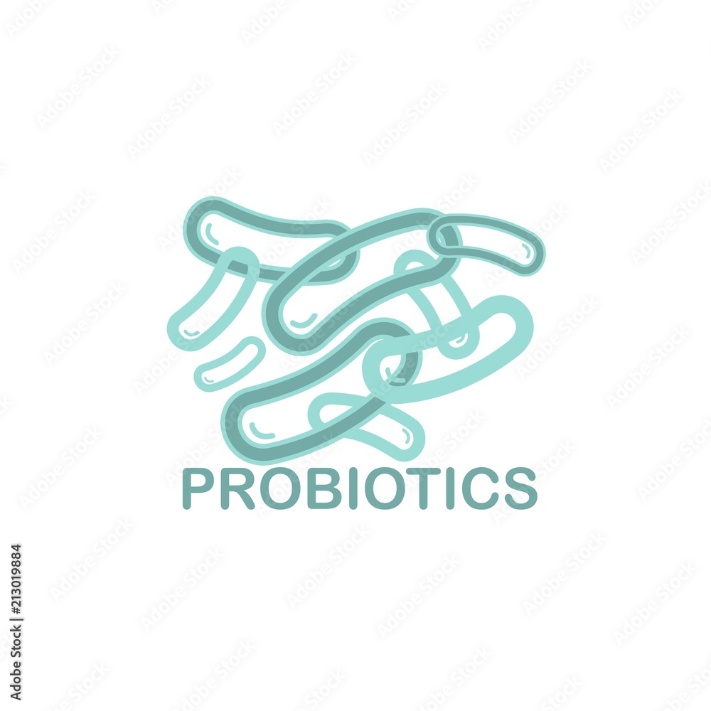 Probiotics logo. Concept of healthy nutrition ingredient for ...