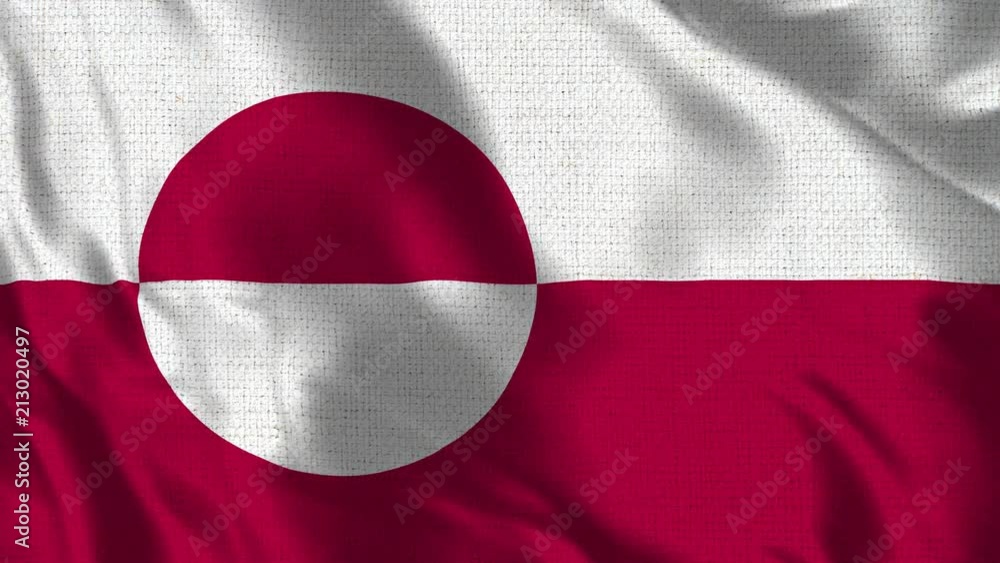 Realistic 4K - 60 fps flag of the Greenland waving in the wind ...