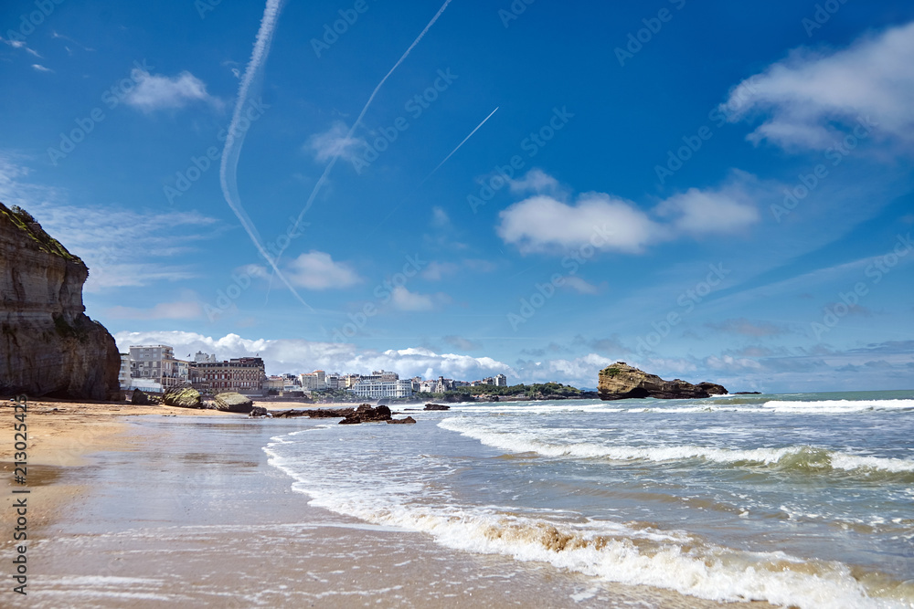 Biarritz city and its famous sand beaches - Miramar and La Grande Plage ...