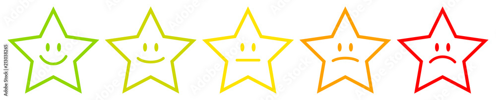 5 Smileys Stars Color Outline Stock Vector | Adobe Stock