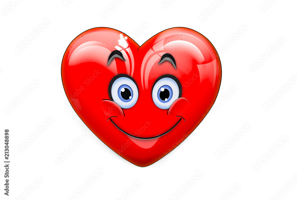 lachendes rotes Herz , freigestellt Stock Illustration | Adobe Stock