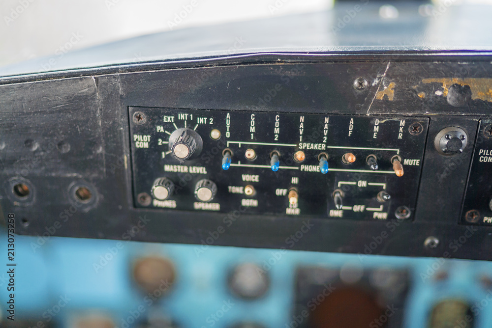 airplane cockpit, airplane interior, jet plane, cockpit buttons Stock ...