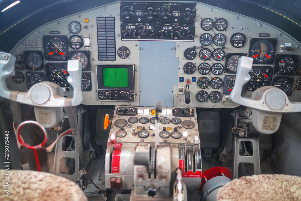 airplane cockpit, airplane interior, jet plane, cockpit buttons Stock ...