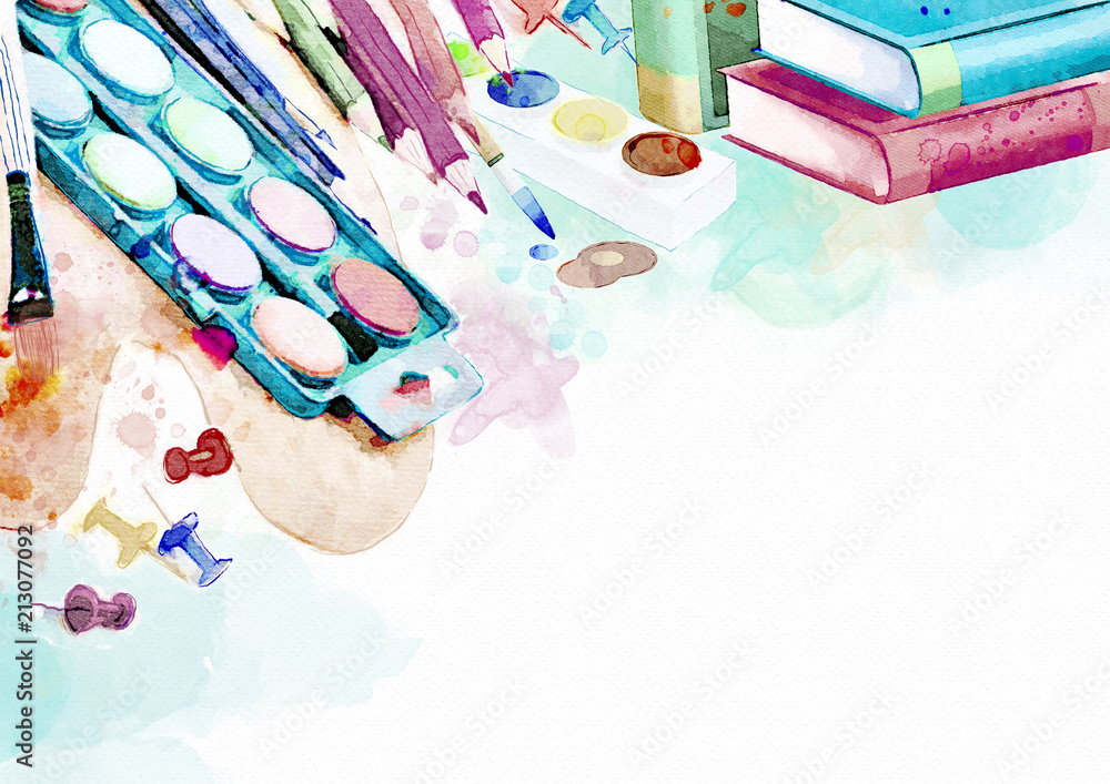 Watercolor school background Stock Illustration | Adobe Stock