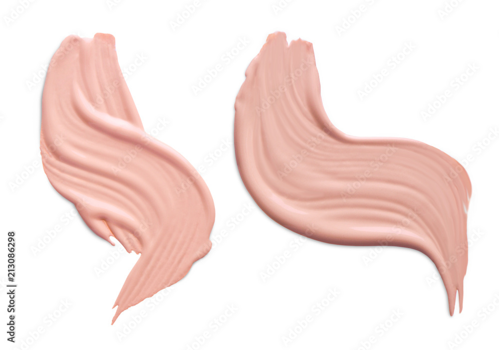Cosmetic liquid foundation cream smudge smear strokes. Make up smear ...