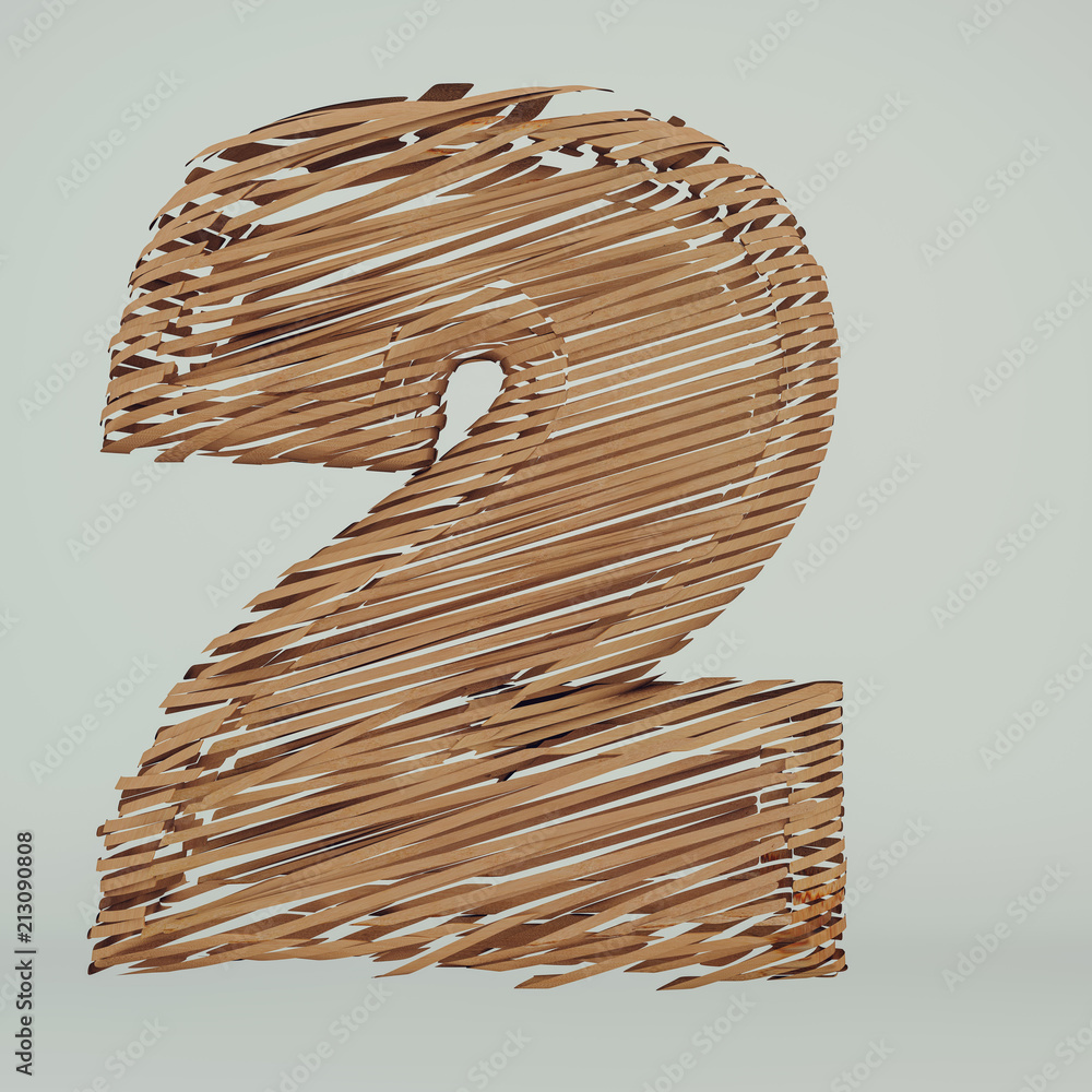 Numbers 2 made of recycled sliced cardboard, High-resolution 3d ...