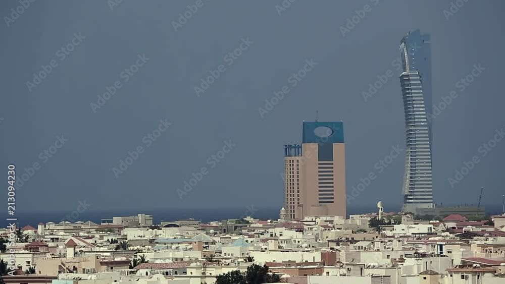 Jeddah in Saudi Arabia shot from a roof showing residential buildings ...