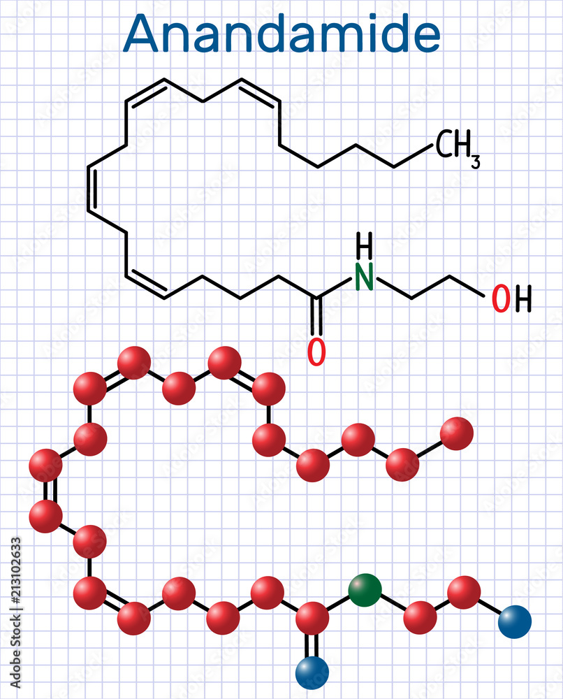 Anandamide molecule. It is endogenous cannabinoid neurotransmitter ...