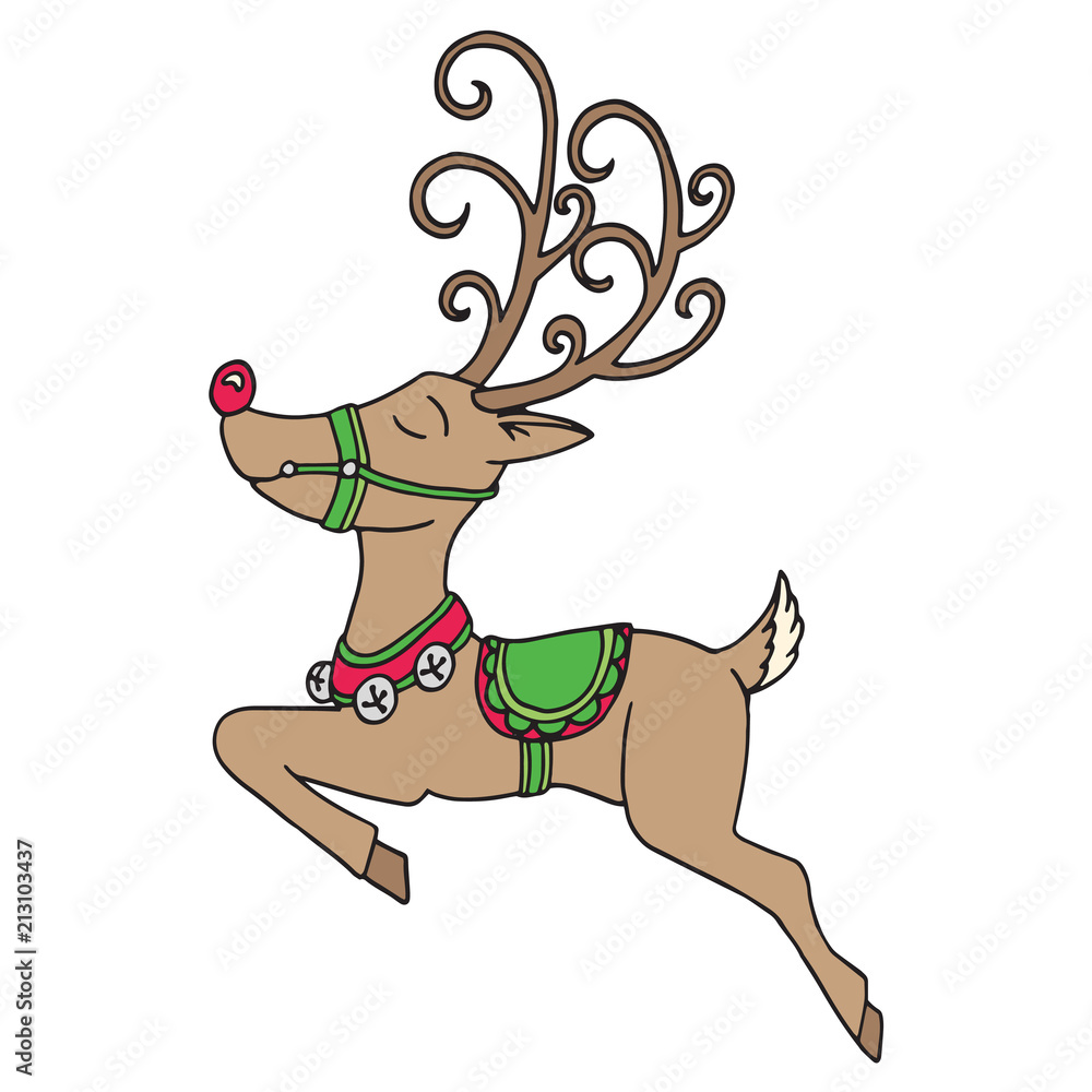 Flying Christmas Reindeer Cartoon