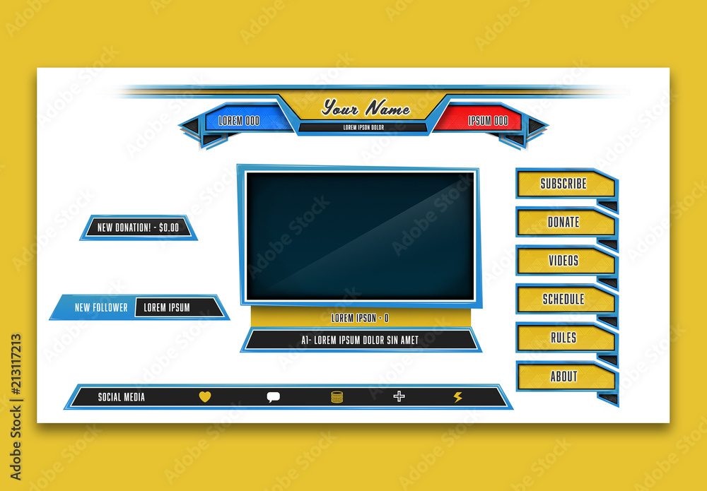Social Streaming Dashboard Layout Stock Template | Adobe Stock