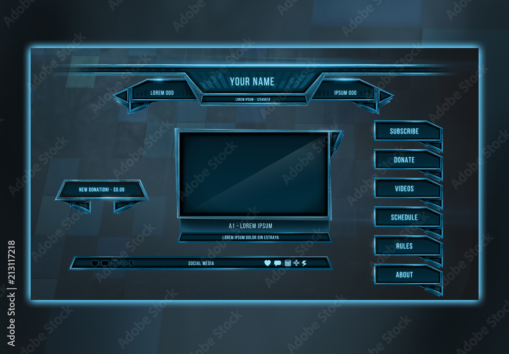Social Streaming Dashboard Layout Stock Template | Adobe Stock