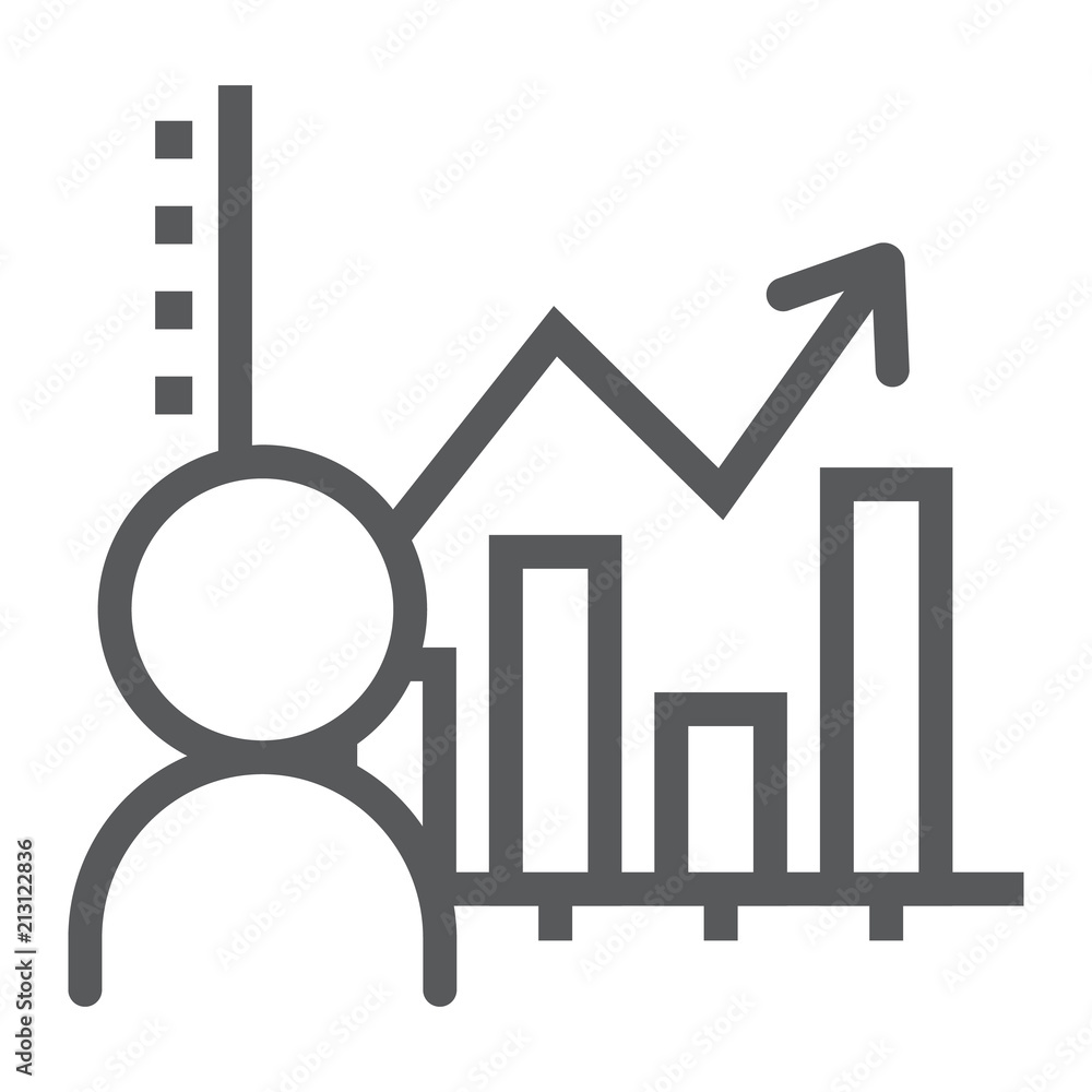 User analysis line icon, data and analytics, graph sign, vector ...