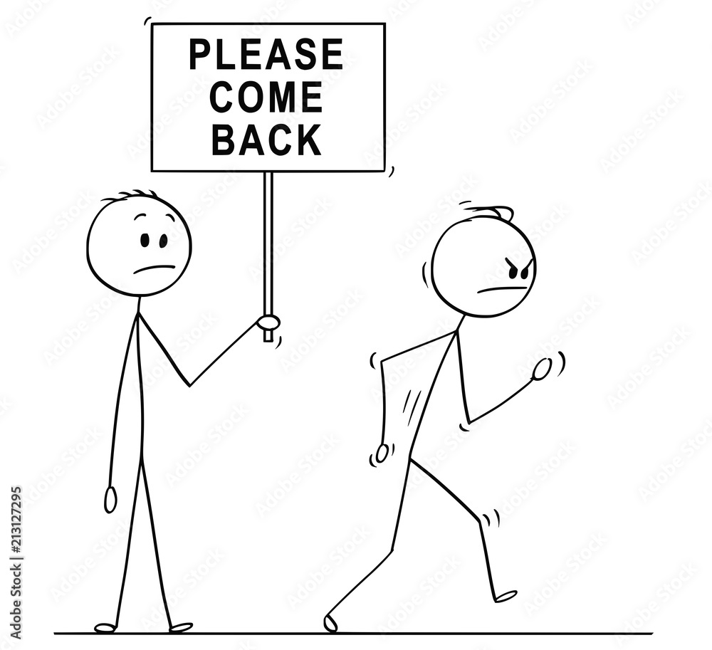 Cartoon stick drawing conceptual illustration of angry man, businessman ...