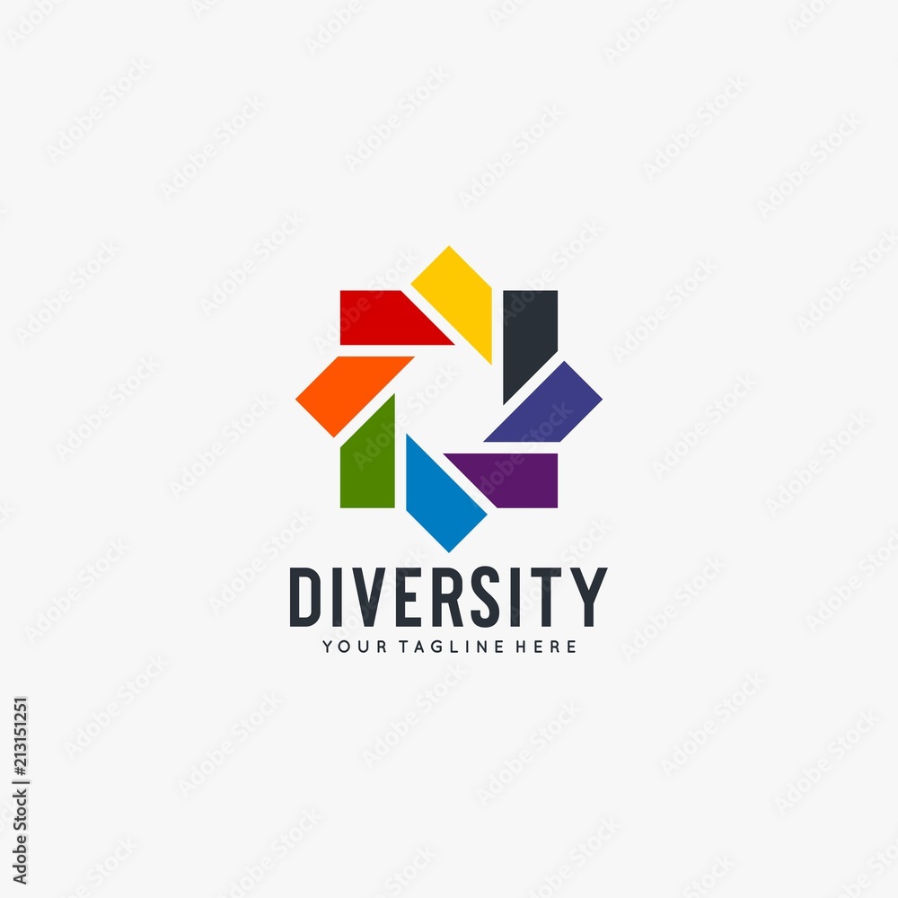 Diversity team work logo design vector full color Stock Vector | Adobe ...